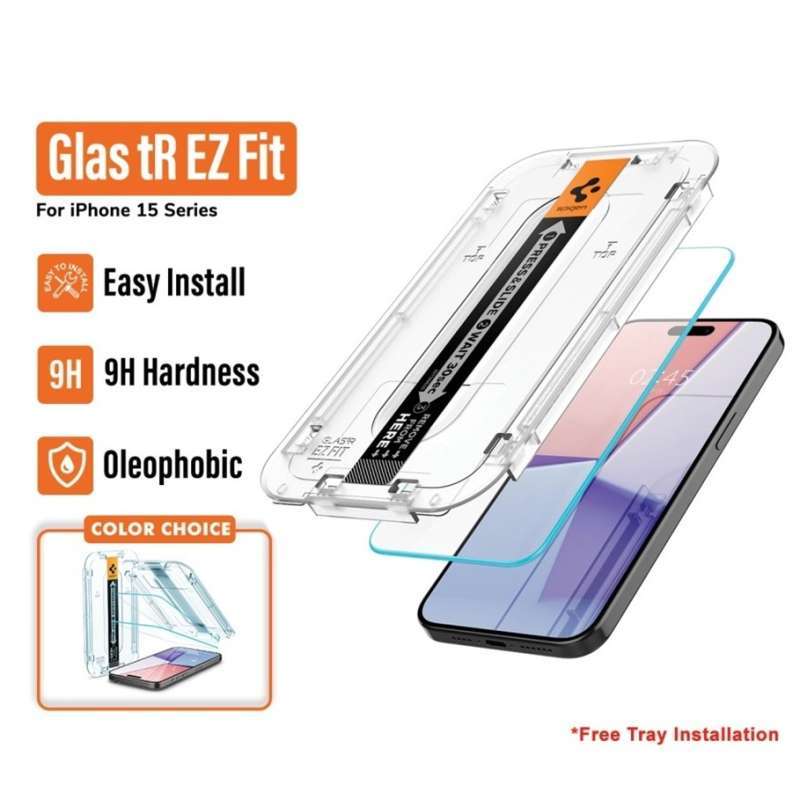 Promo Tempered Glass iPhone 15 Pro Max Plus Spigen Glas tR EZ Fit Clear ...
