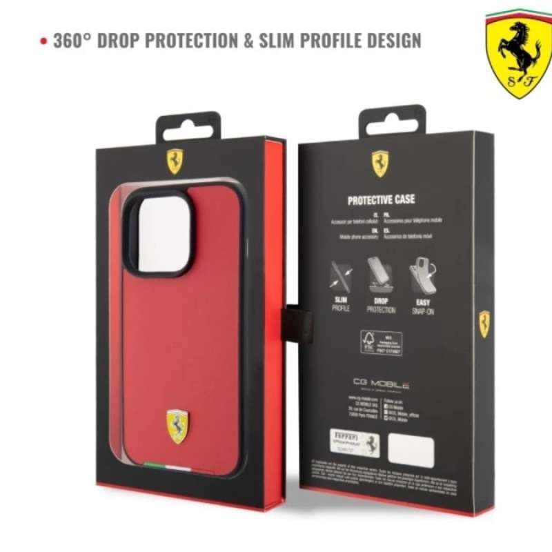Jual Casing Iph0ne 15 Pro / Pro Max - Ferrari PU Case Italia Flag Line ...