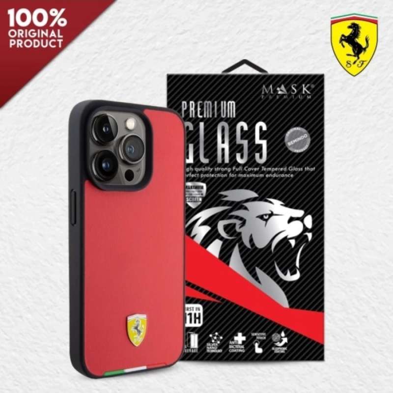 Jual Casing Iph0ne 15 Pro / Pro Max - Ferrari PU Case Italia Flag Line ...