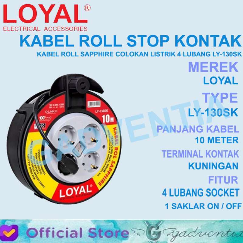 Promo LOYAL LY-130SK KABEL ROLL SAKLAR SAPPHIRE COLOKAN LISTRIK 4 ...