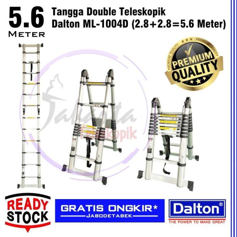 Promo Tangga Alumunium Lipat Teleskopik 5,6 Meter 2,8+2,8 Dalton Ml-1004D Diskon 23% di Seller ...