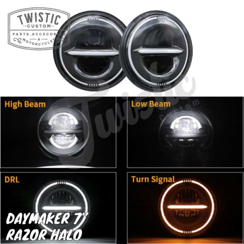 Jual Daymaker 7 Inchi Razor Halo Lampu LED Motor Royal Enfield Jeep ...
