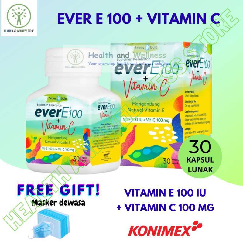 Jual EVER E 100 VITAMIN C 30 KAPSUL LUNAK VITAMIN E 100 IU DAN VITAMIN ...