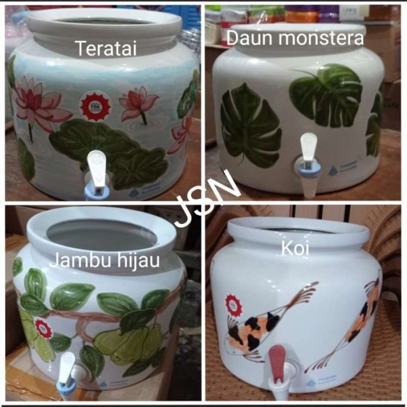 Promo Guci /galon air keramik motif merk TRISENSA Diskon 9% di Seller ...