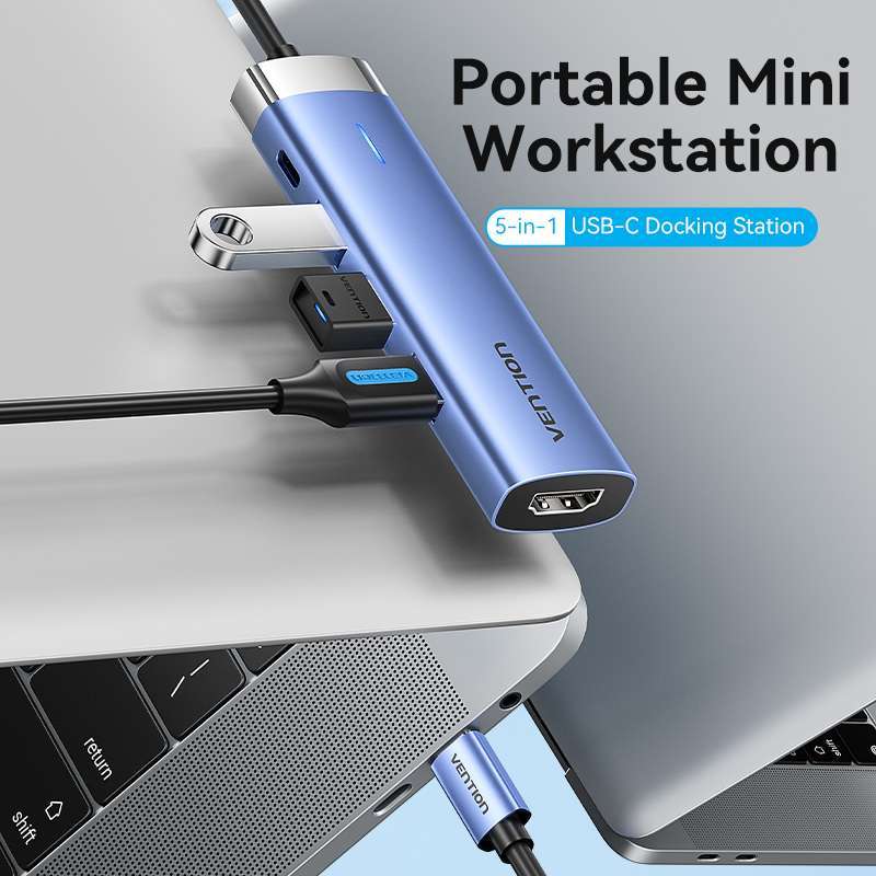 Jual Vention Multiport Type C Docking Station Mini Portable Hub Usb 3.0 ...