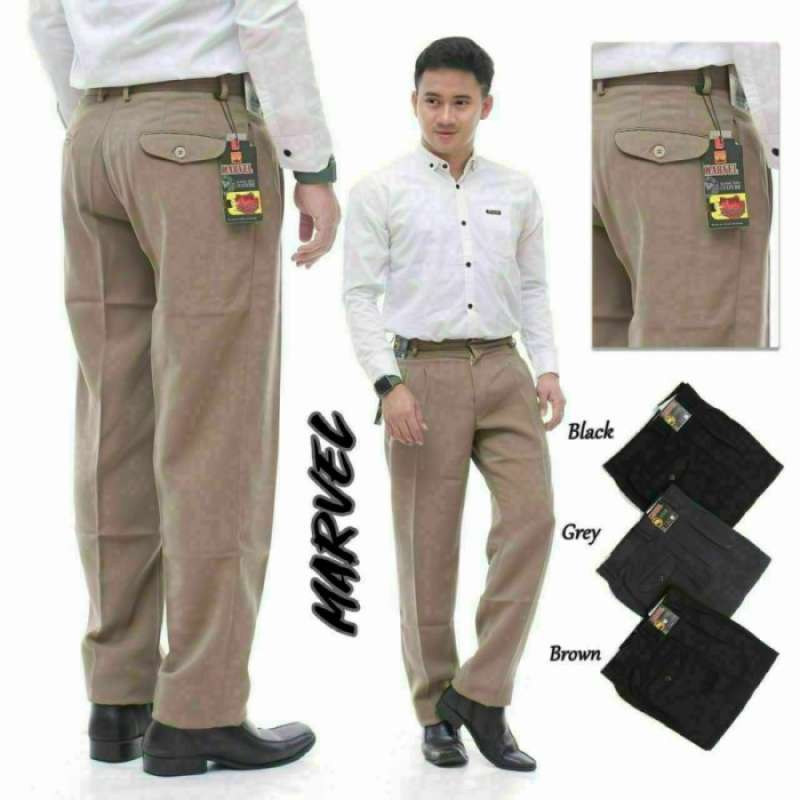 Jual Celana Formal Pria Kerja Reguler Standar Kantor Bahan Kain Teflon ...