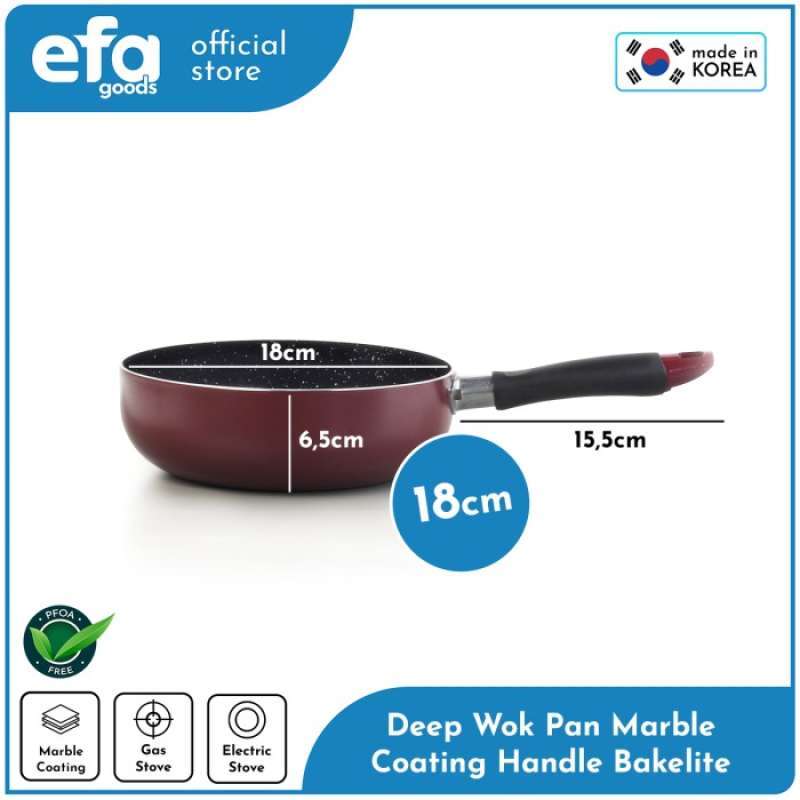 Promo Sale Efa Goods Wajan Deep Wok Pan Marble Coating Handle Bakelite (Hwd A) Sale - 18 Cm ...