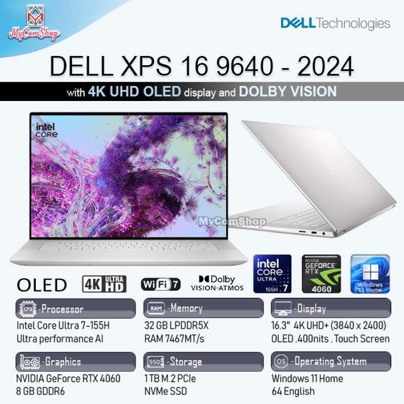 Jual DELL XPS 16 9640 ULTRA 7-155H 32GB 1TB RTX 4060 8GB 16 OLED 4K ...