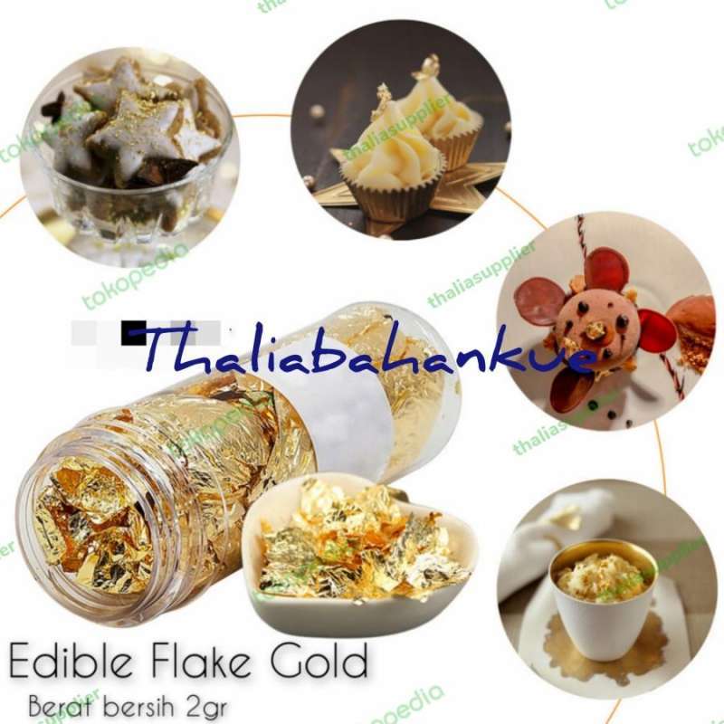 Jual EDIBLE FLAKE GOLD 2GR, HIASAN CAKE BENTUK SERPIHAN AMAN DIMAKAN di ...