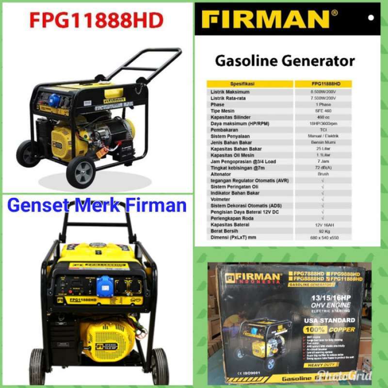 Jual Genset Firman Fpg 11888 Hdv * Double Voltage 10 Kva 3phase * Di Seller Pusat Teknik Id ...