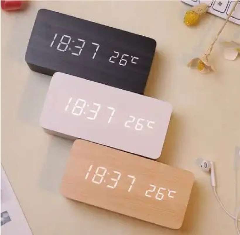 Promo Jam Alarm Led Wood / Jam Meja Digital Motif Kayu & 1299 ...