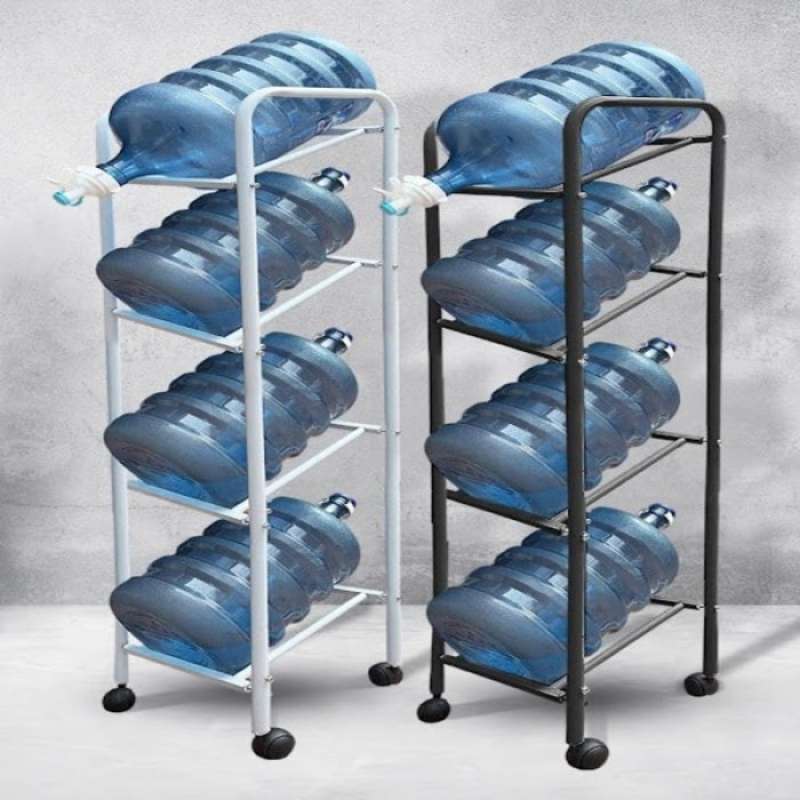 Promo Rak Galon Susun 4 Tingkat Besi Pakai Roda - Putih new Diskon 23% ...