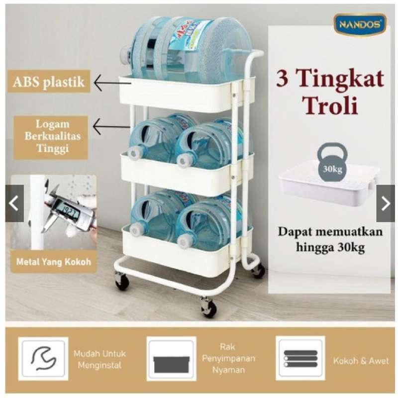 Jual Trolley Besi Roda Naiba Nandos / Rak Dapur / Rak Buku Serbaguna ...