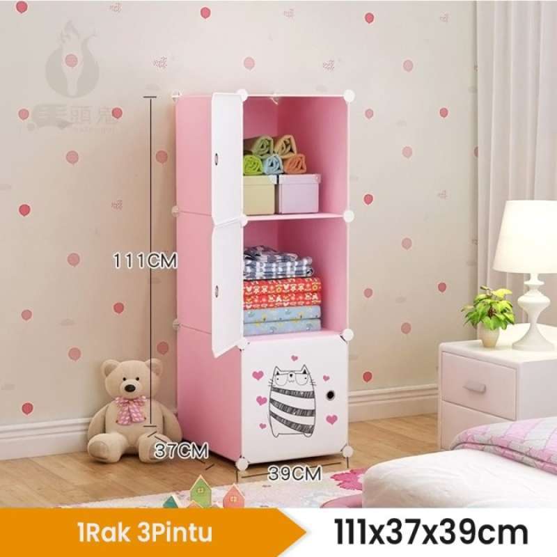 Promo Lemari Plastik Pakaian DIY Rak Baju Karakter Animasi YGLB1-2-6 ...