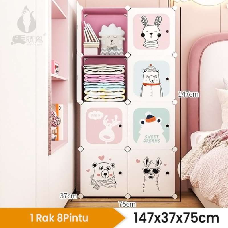 Promo Lemari Plastik Pakaian DIY Rak Baju Karakter Animasi YGLB1-2-6 ...