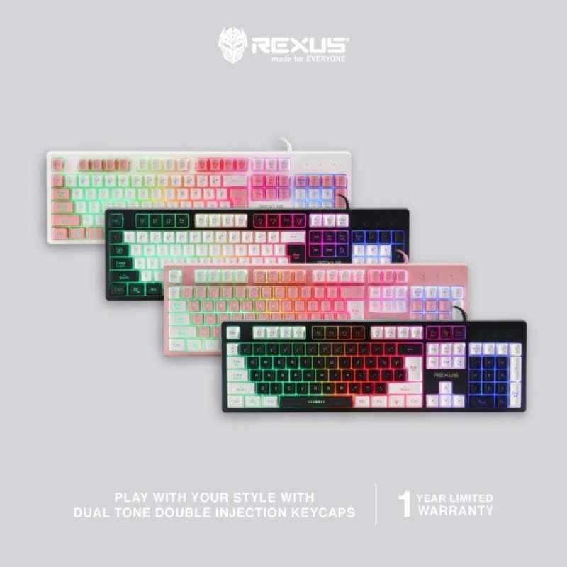 Promo Keyboard Gaming Mechanical Rexus Battlefire K9E Rainbow LED ...
