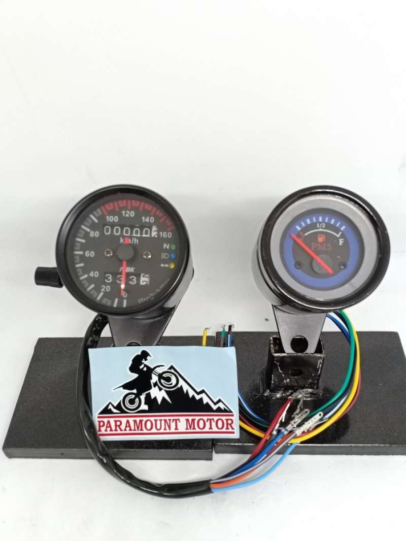 Promo Baru Speedometer Bulat Kilometer Indikator Plus Amper Bensin ...