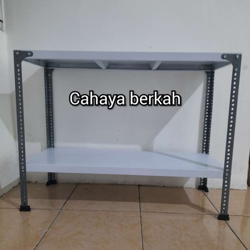 Promo Meja Rak Besi 2 Susun Terbaik Serbaguna - 40x80cm, Putih, Tinggi ...