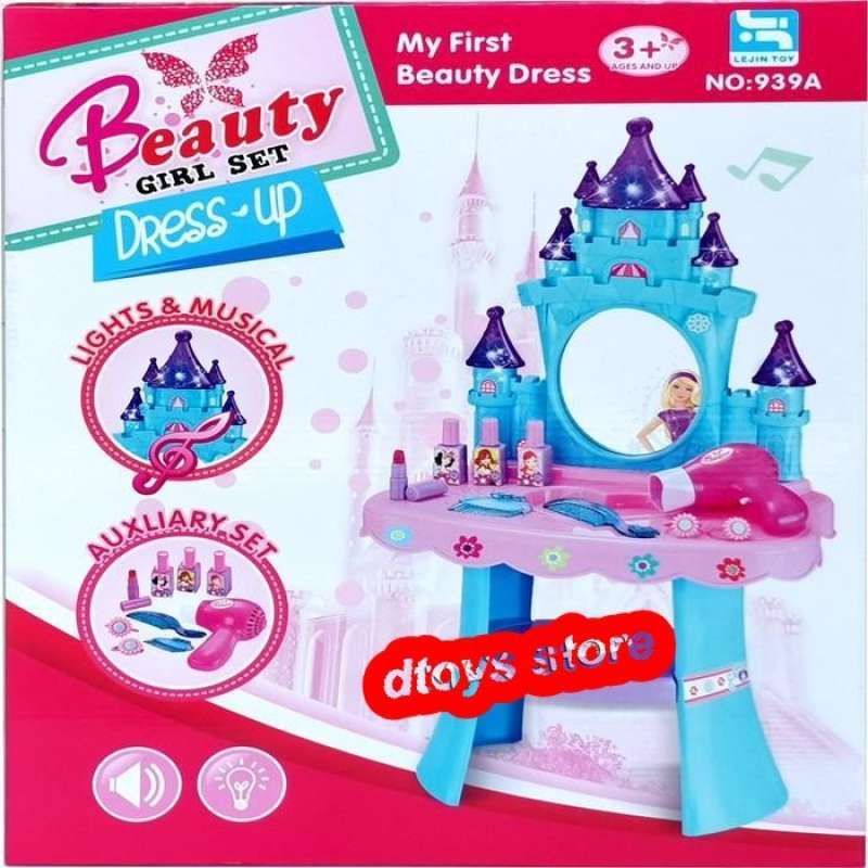 Promo Mainan Perempuan Castle Dress Up Meja Rias Beauty Girl Set Diskon ...