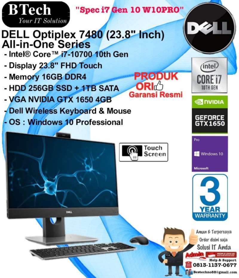 Promo Dell Optiplex Aio 7480 Core I7-10700/16gb/256gb+1tb/vga 4gb/w10 ...