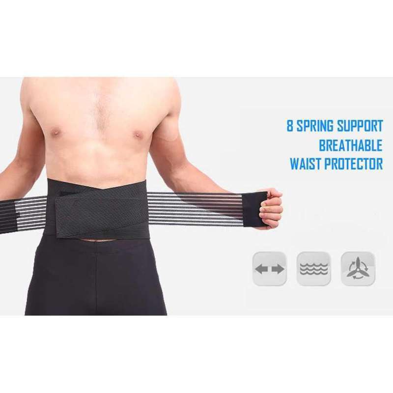 Jual Lumbar Support Waist Back Pain Brace Belt 8 Spring Size L A-7992 ...