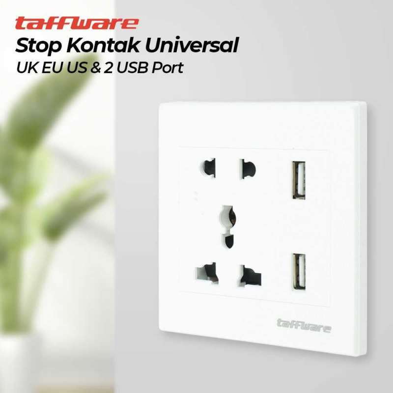 Jual Stop Kontak Dinding Universal Uk Eu Us Dan 2 Usb Port Ath1 T ...