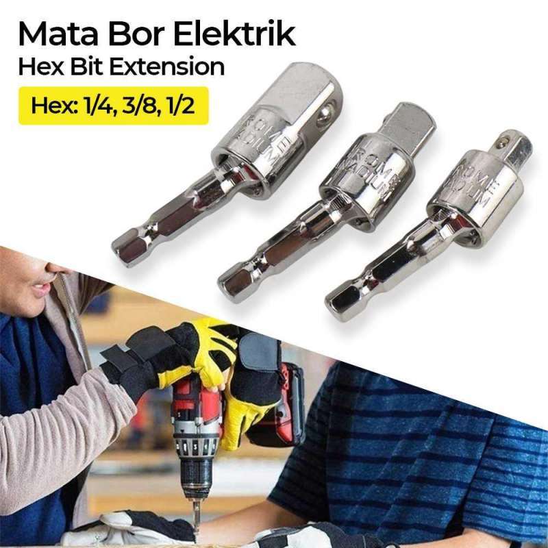 Jual Tuosen Mata Bor Elektrik Adapter Extension Bits Hex 1/4 3/8 1/2 3 ...