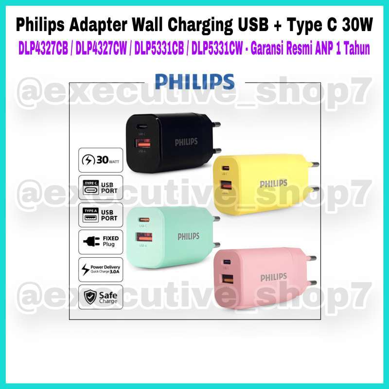 Jual Philips Adapter Wall Charging Usb + Type C 30w - Dlp4327cb ...