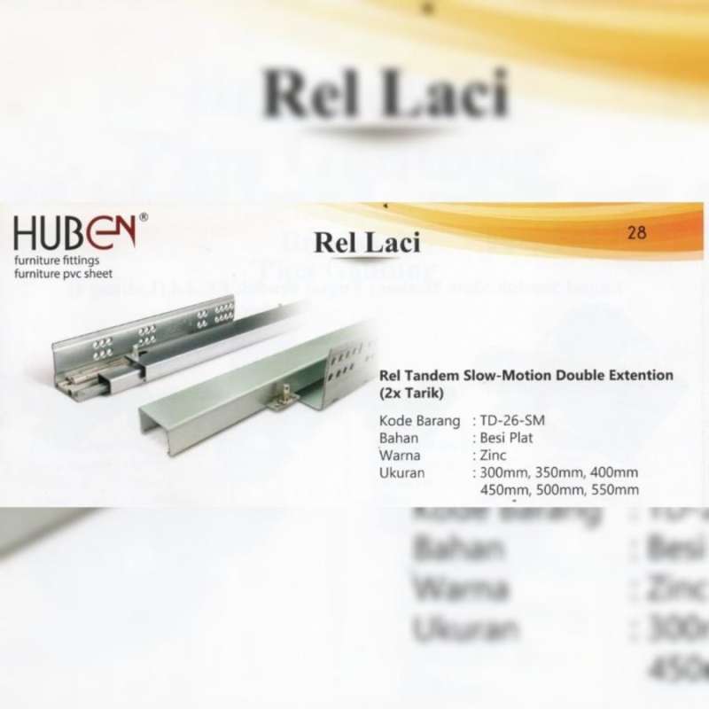 Jual Rel Laci Tandem Hidrolis Huben Elco Full Extension Bukan Blum ...