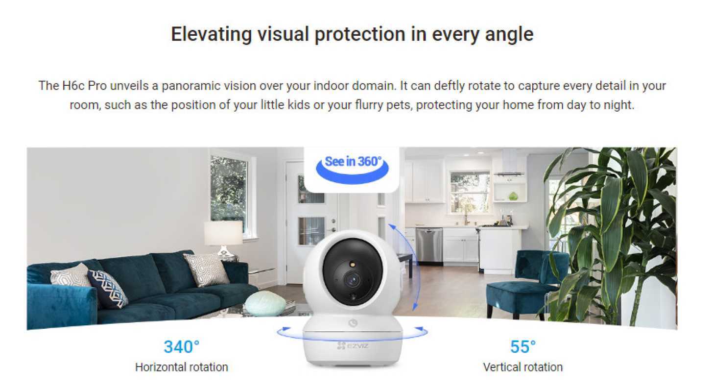 Jual Ezviz H6c Pro 4mp 2k+ Smart Wifi Pan Tilt Ip Camera Cctv Indoor ...