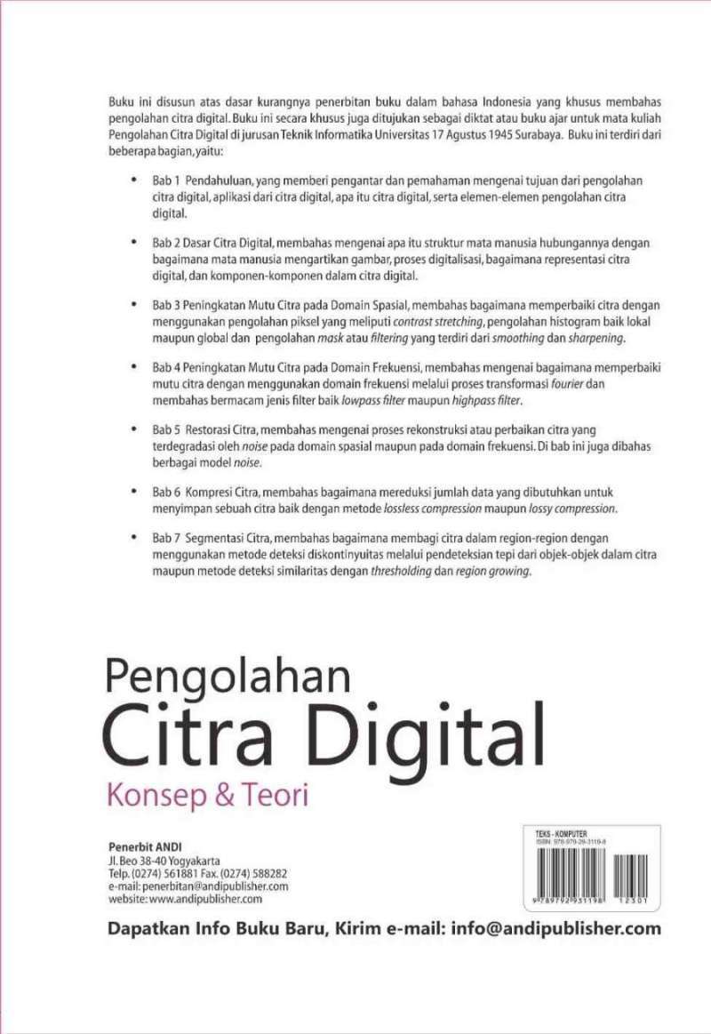 Jual Buku Pengolahan Citra Digital : Konsep Dan Teori Di Seller Buku Id ...