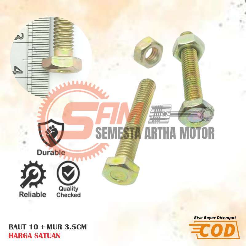 Jual Baut + Mur 10 Set 3.5cm Kuning Hex Kualitas Kuat Awet Universal Di ... Jual Baut + Mur 10 Set 3.5cm Kuning Hex Kualitas Kuat Awet Universal Di ...