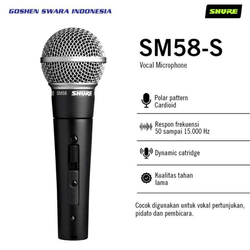 Promo Shure Sm58-s Wired Microphone With Switch On Off Diskon 50% Di ...