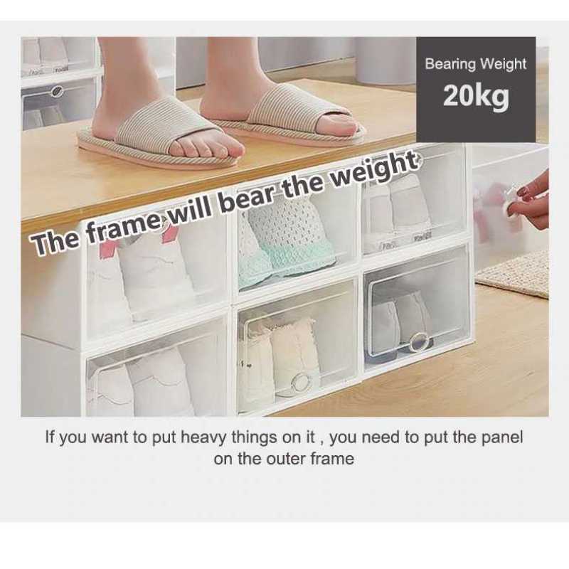 Jual Kotak Sepatu Lipat Transparan Shoe Box Organizer 6 Pcs Size L ...