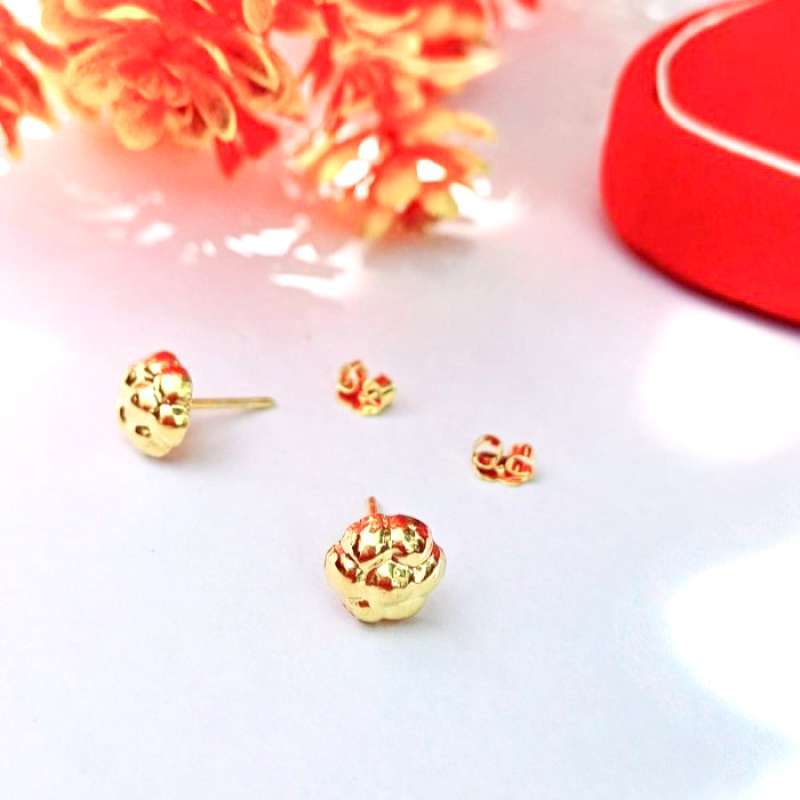 Jual Askraft Anting Tindik Bunga Mawar Emas Asli Anting Tusuk Simpel ...