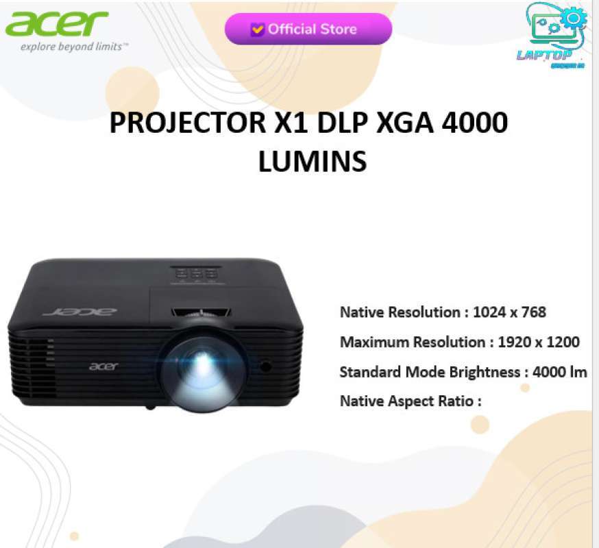 Promo Acer Projector X1 Dlp Xga 4000 Lumens Proyektor Diskon 33% Di ...