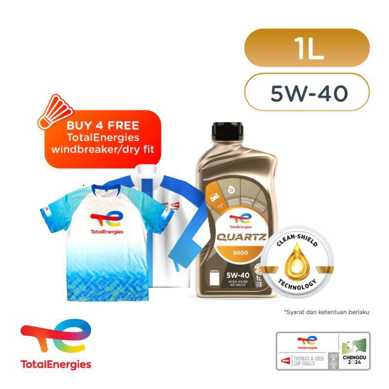 Promo Totalenergies - Promo Badminton Quartz 9000 5w-40 Sn/cf Oli Mesin Mobil Fully Synthetic (1 ...