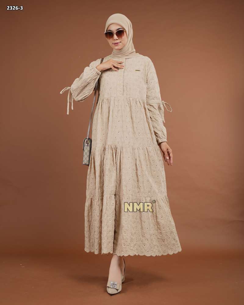 Jual Nmr Midi Dress Katun Embroderi Bordir Bolong Vol 2326-3 Di Seller ...