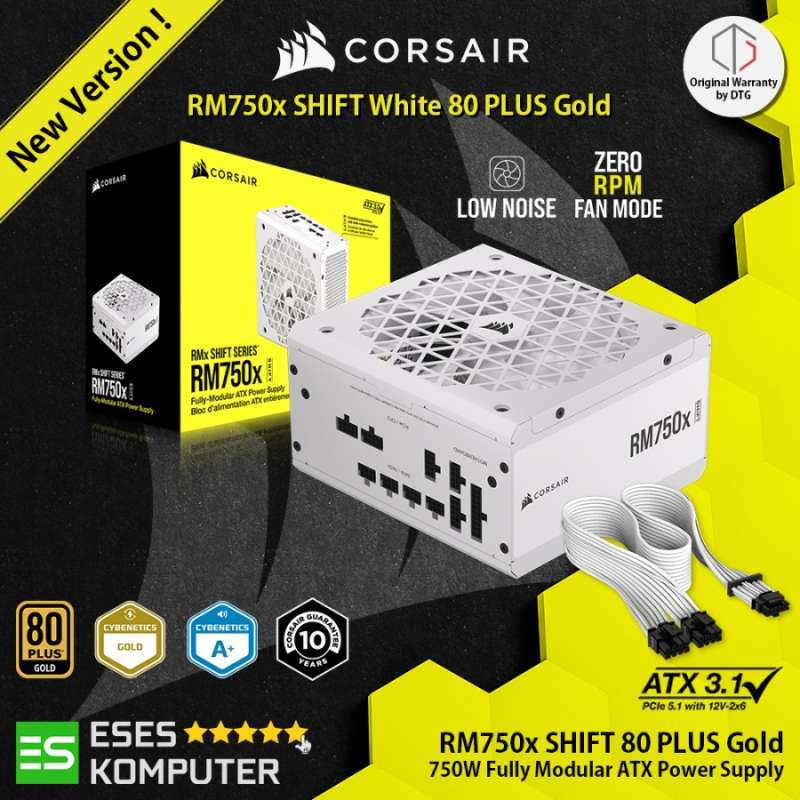 Jual Psu Corsair Rm750x Shift White 750w 80 Plus Gold Full Modular Side ...