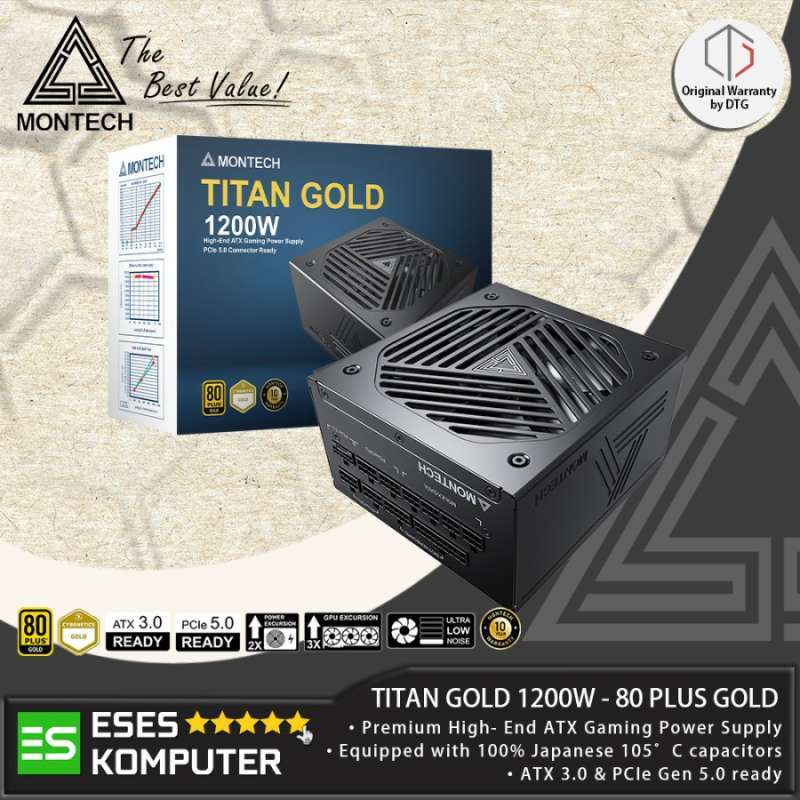 Jual Psu Montech Titan 1200 Gold | 1200w 80 Plus Gold | Atx 3.0 & Pcie 5.0 Di Seller Eses ...