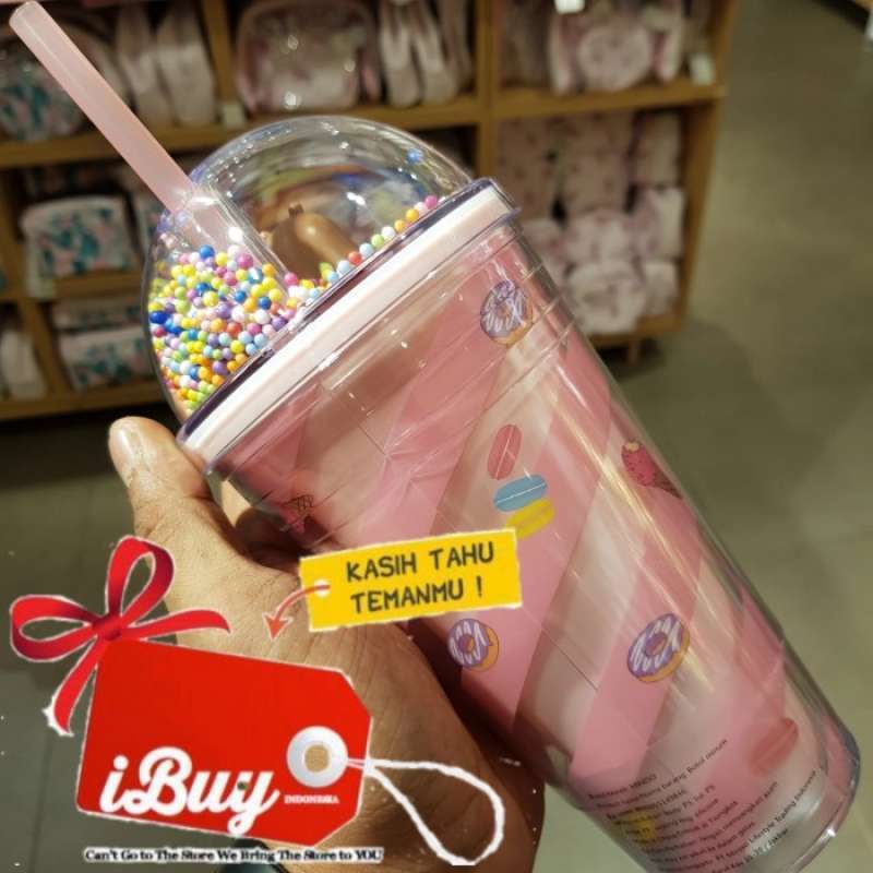 Promo Miniso 480ml We Bare Bears Grizzly Tumbler 3d Sedotan Botol Minum ...