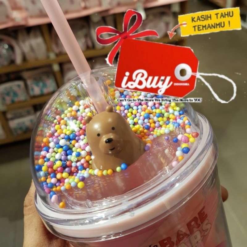 Promo Miniso 480ml We Bare Bears Grizzly Tumbler 3d Sedotan Botol Minum Pink Terbaik Diskon 40% ...