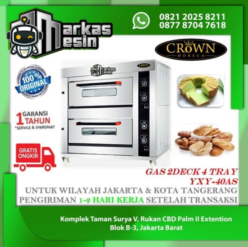 Jual Gas Oven Roti 2 Deck 4 Tray Pemanggang Roti Yxy-40as Crown Di ...