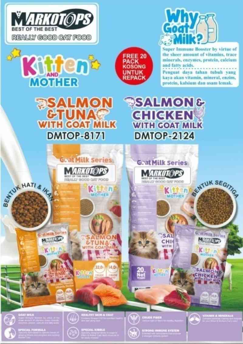 Jual Markotops Kitten Mother Salmon & Tuna Goat Milk 800gr - Makanan ...
