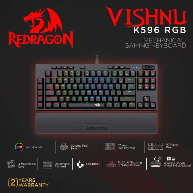 Promo 100% Produk Ori Redragon Dual Mode Mechanical Gaming Keyboard Rgb ...