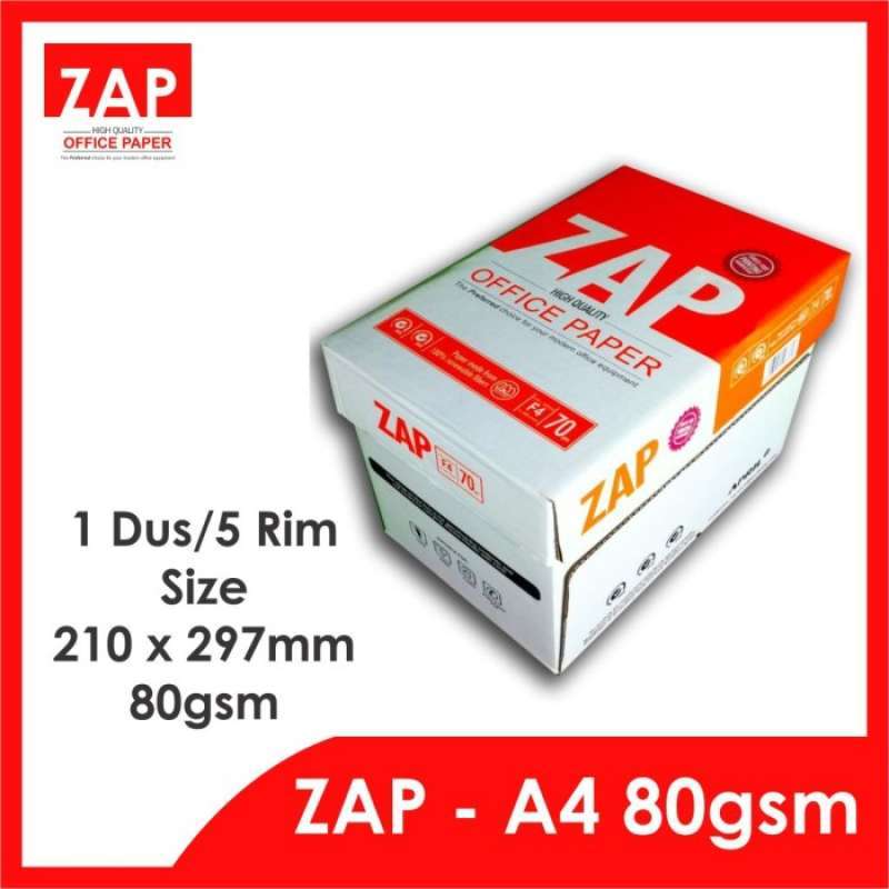 Promo Kertas A4 Hvs 80 Gram Zap - 1 Dus/ 5 Rim/2.500 Lembar - Hq ...