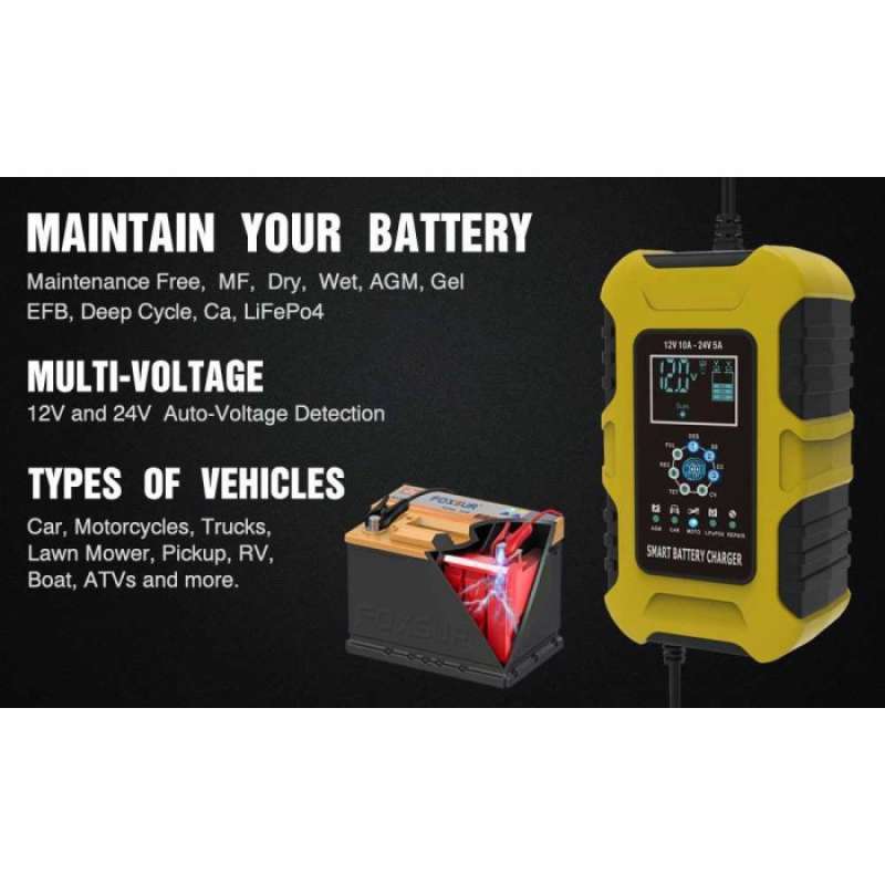 Promo Carger Aki Mobil / Charger Aki Motor Lcd 12v/24 A 10a 6-180 Ah ...