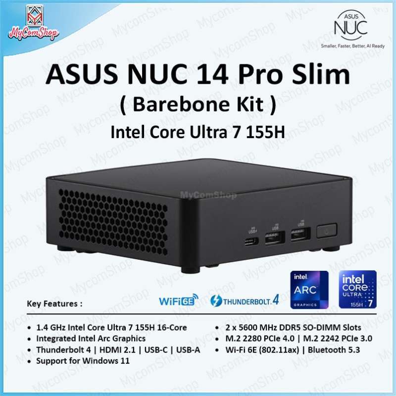 Jual Asus Nuc 14 Pro Slim Intel Core Ultra 7 155h Barebone Kit Mini Pc ...