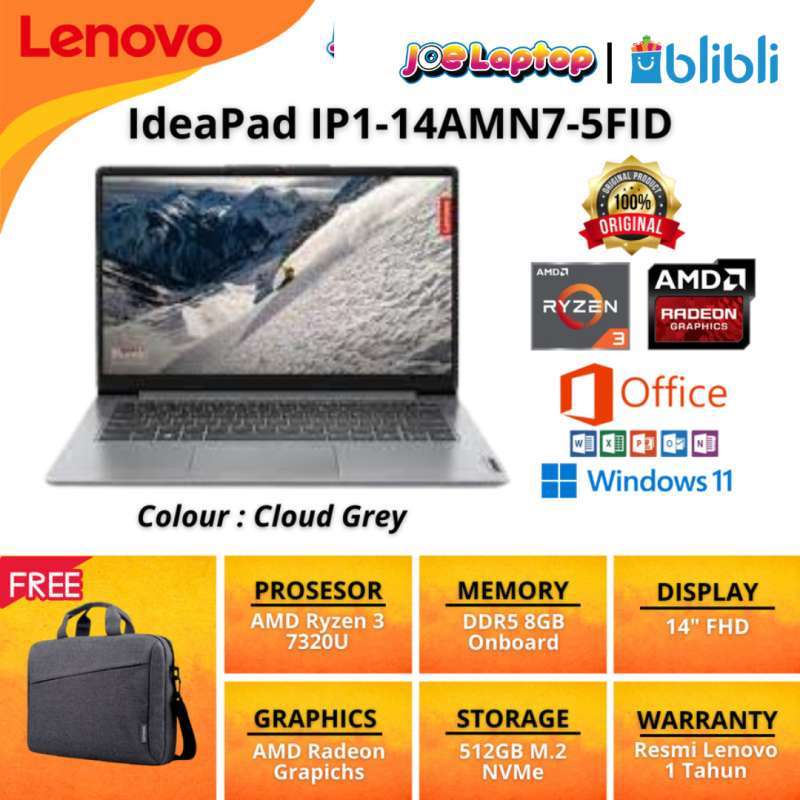 Jual Lenovo Ideapad Slim 1 Ip1-14amn7-5fid Cloud Grey Amd Ryzen 3 7320u ...