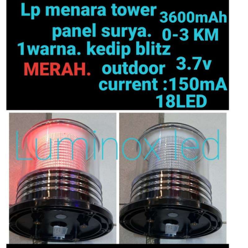 Promo Lampu Signal Tower Menara 1warna 18led Solar Panel Surya Matahari ...